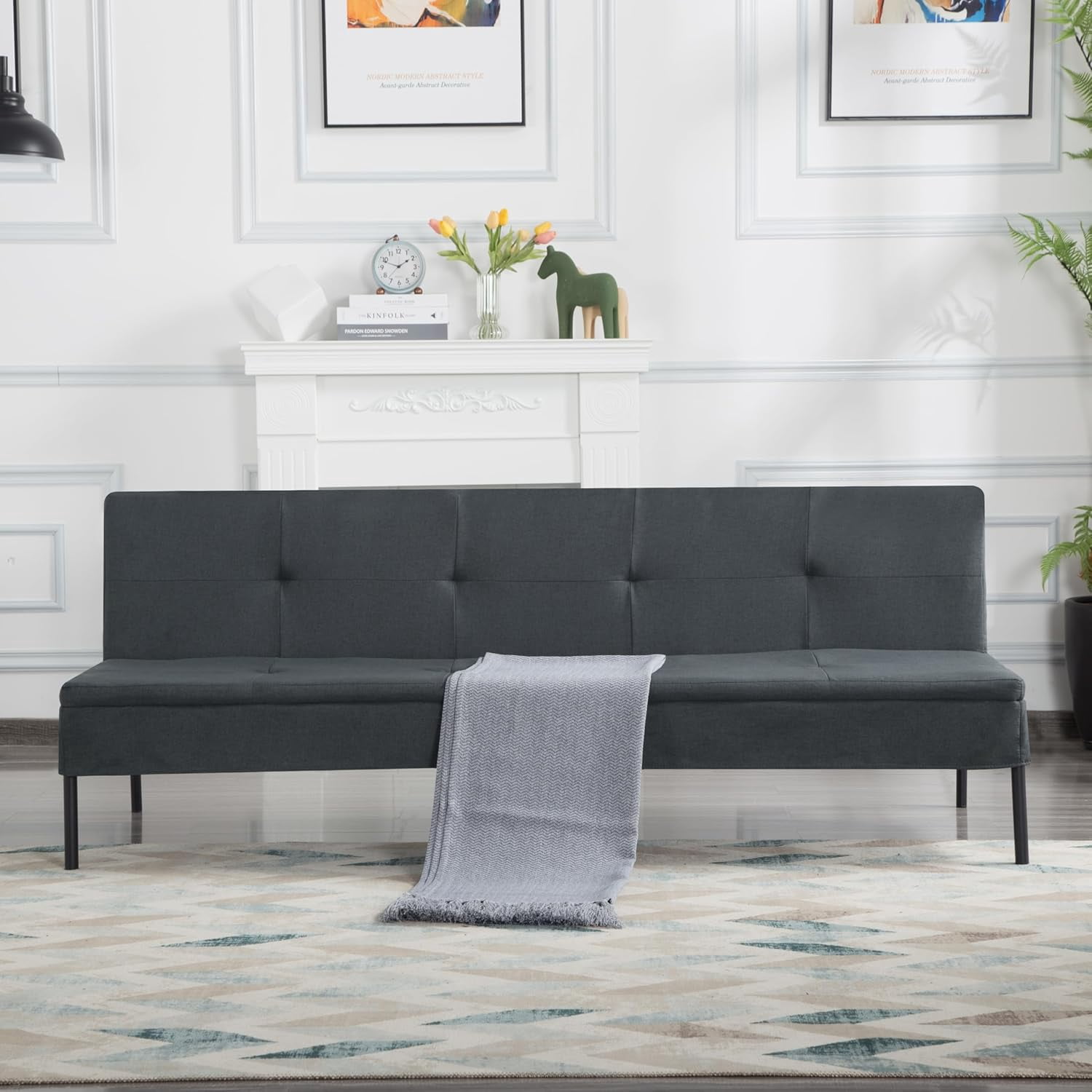 69.7" Modern Convertible Futon Sofa Bed, Twin Sleeper with Adjustable ...