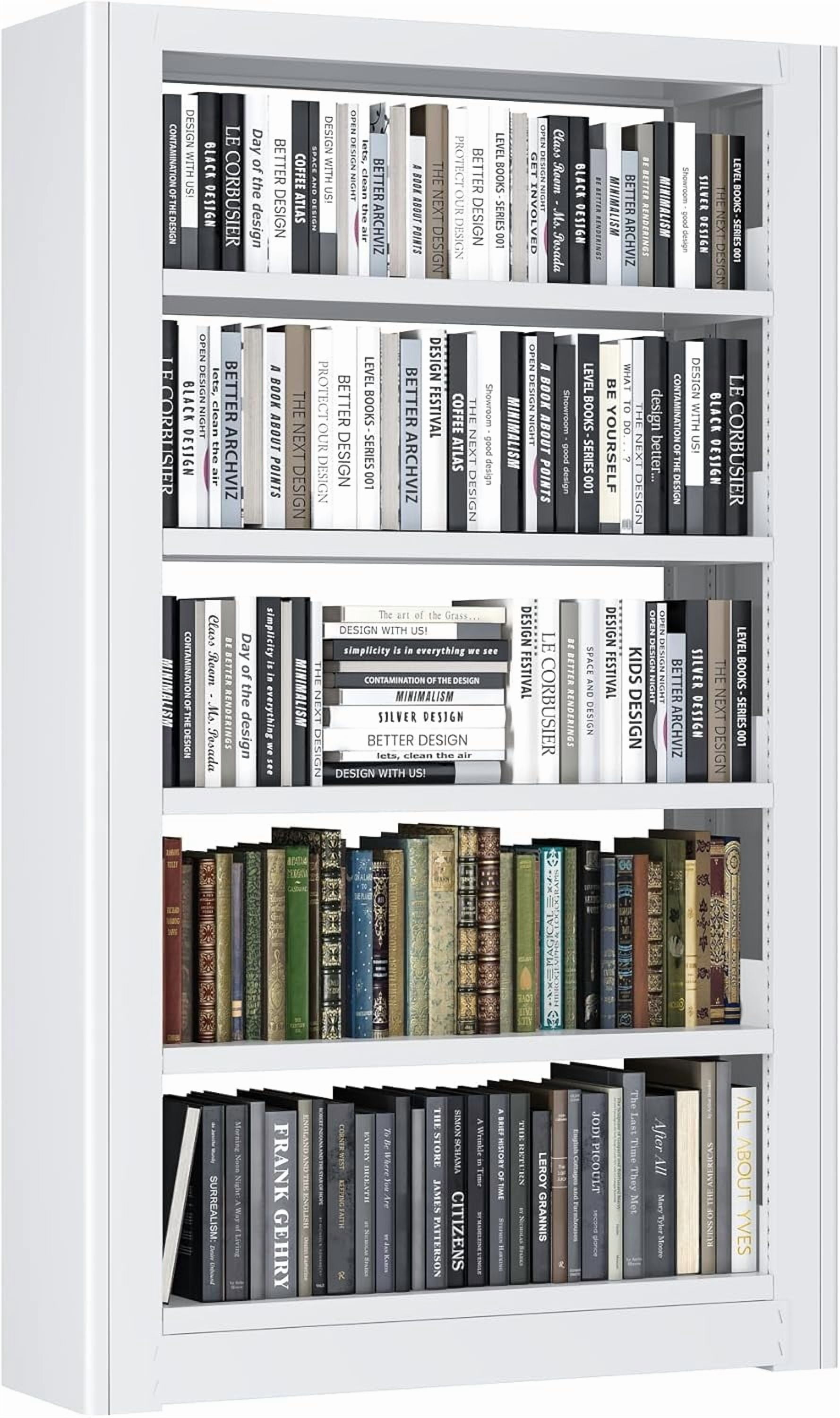 69" Bookshelf,5-Tier Bookshelf, Large Bookcases and Bookshelves,Taller ...