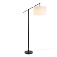 69" Contemporary Metal Floor Lamp in Matte Black Metal with Natural ...