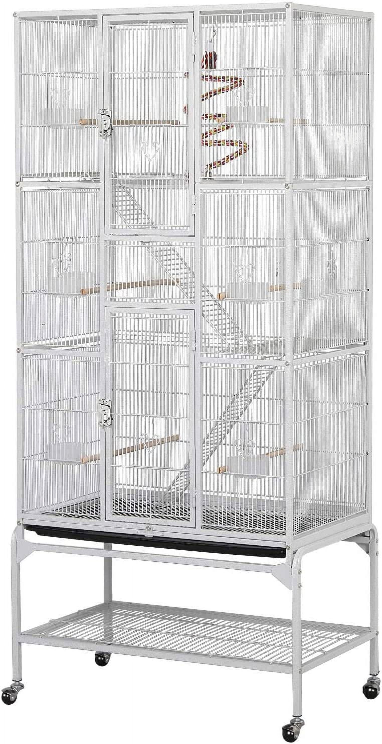 69'' Extra Large Bird Cage Metal Parrot Cage w/Detachable Stand for Mid ...