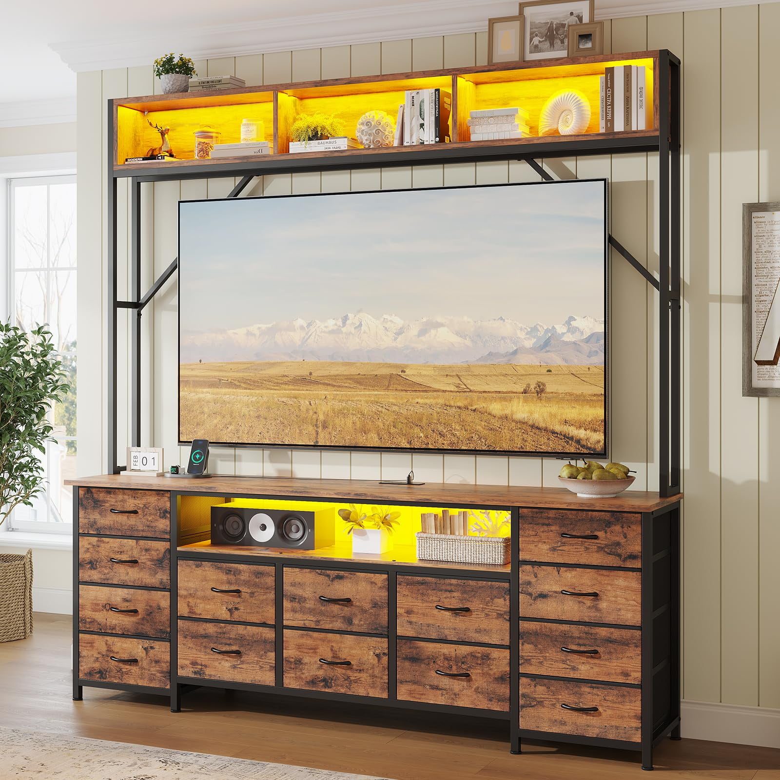 69"H TV Stand for 65" Television,Large Wall Unit Entertainment Center ...