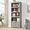 69 Inch Farmhouse 5 Tier Bookcase, 23.62'' W, with 2 Doors, Adjustable ...