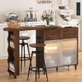 69" Kitchen Island with 360° Rotating Table, Bluetooth Speakers, LED ...