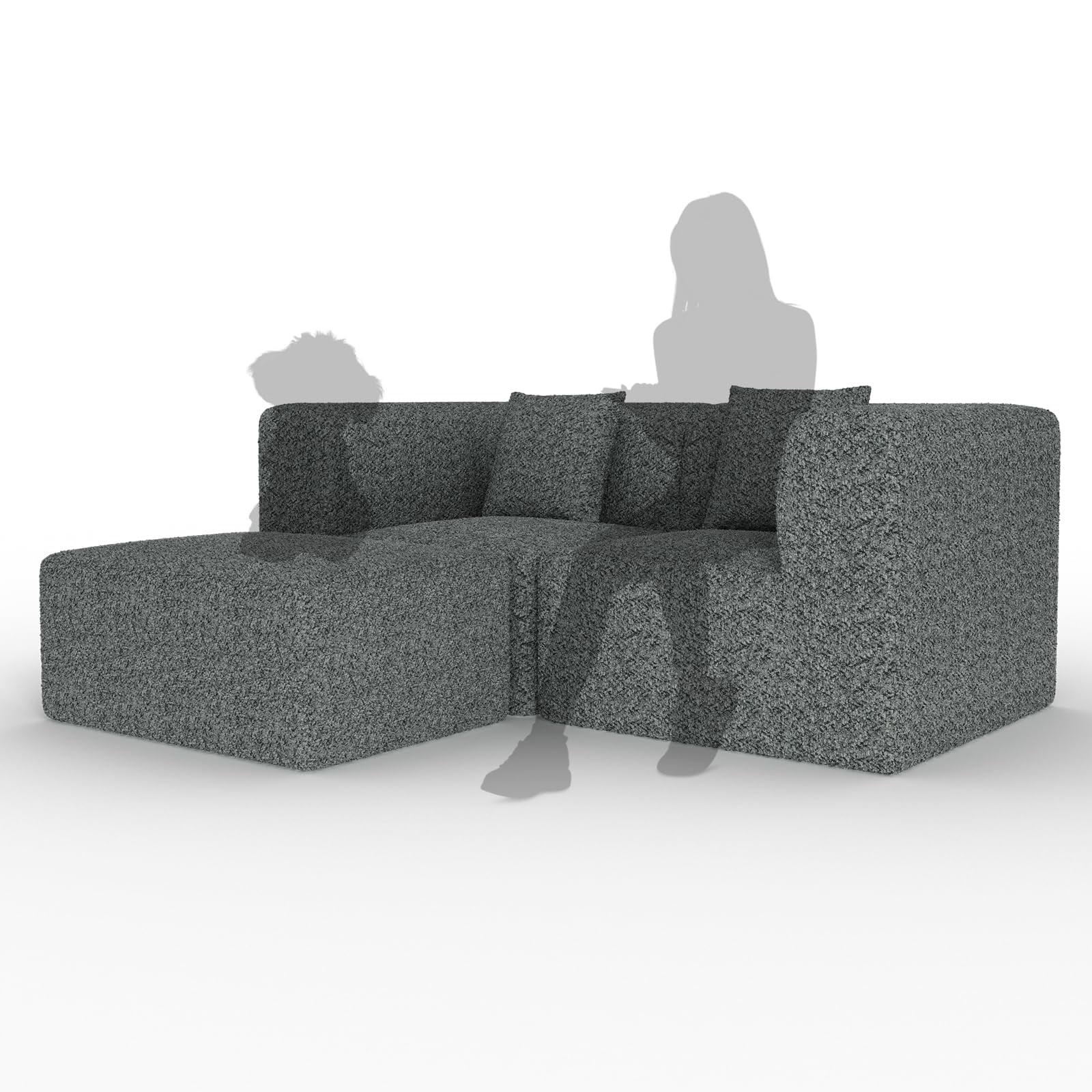 69" L Shaped Modular Sectional Sofa,Convertible Cloud Couch for Living ...