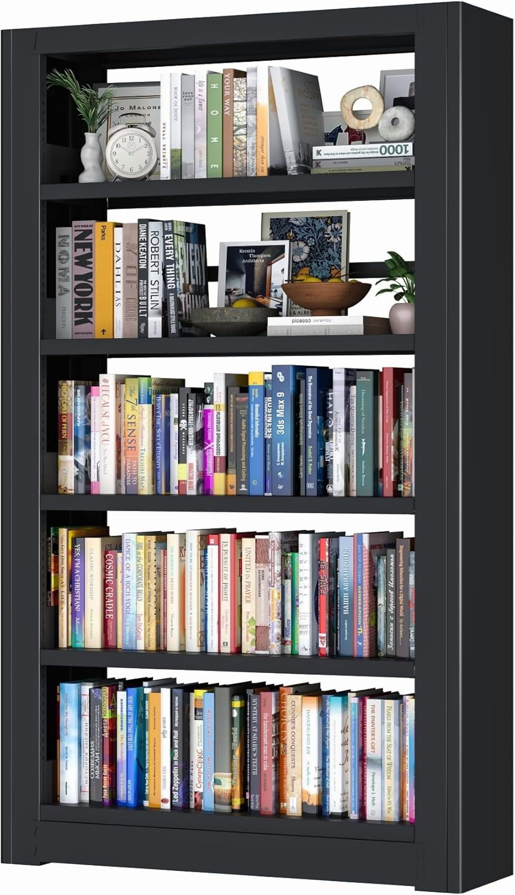 69" Metal Bookcase, Heavy Duty Bookshelf with Adjustable Shelves, Large ...