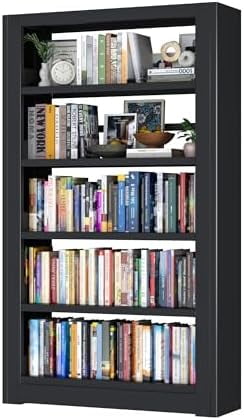 69" Metal Bookcase, Heavy Duty Bookshelf with Adjustable Shelves, Large ...