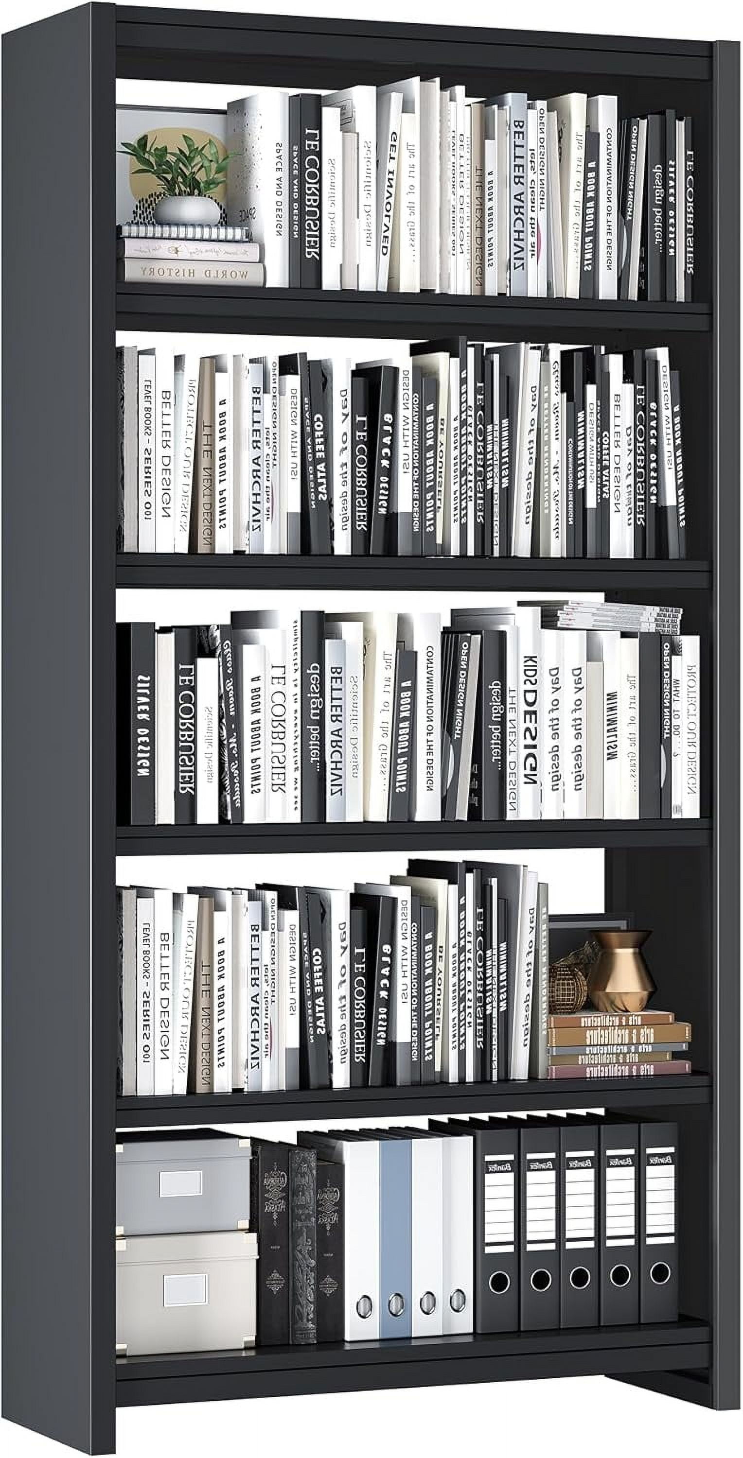 69" Metal Bookshelf,5 Tier Library Bookcase,Bedroom Bookshelves and ...