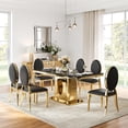 69" Modern Rectangular Dining Table Set, Faux Marble Tabletop with 6 ...