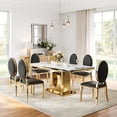 69" Modern Rectangular Dining Table Set, Faux Marble Tabletop with 6 ...