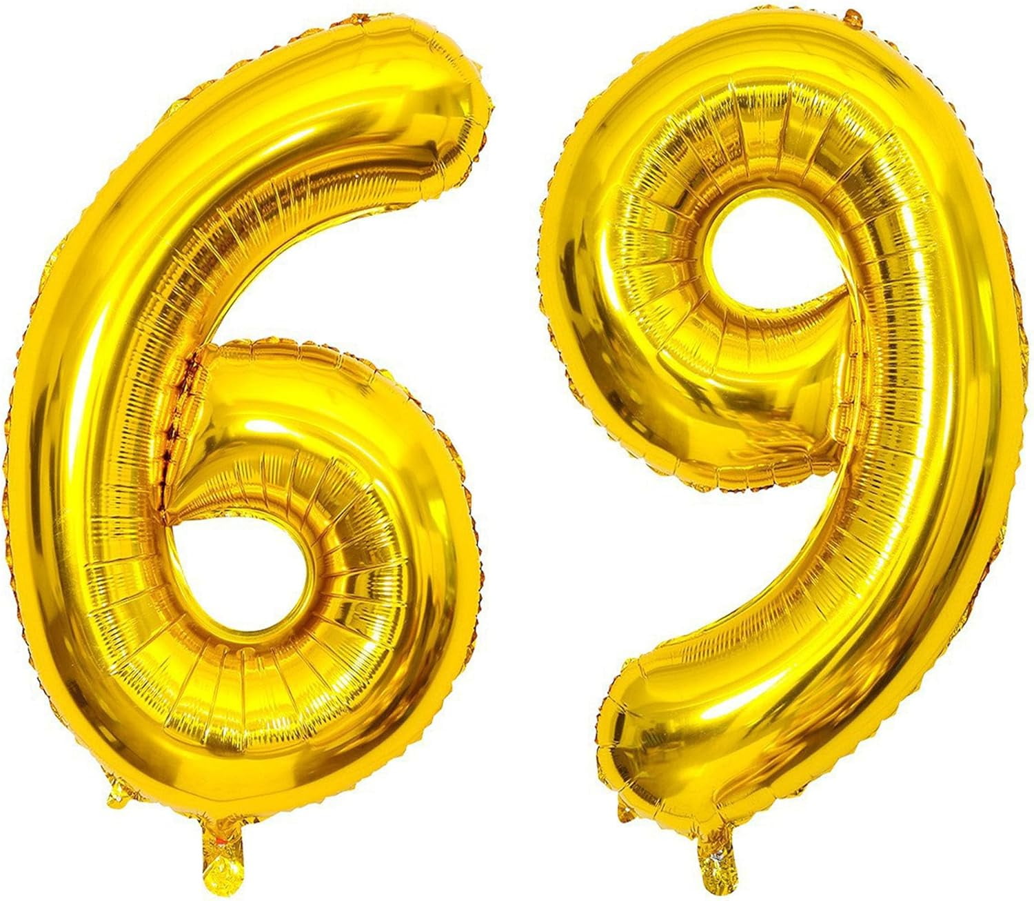 69 Number Balloons 40 Inch Gold Jumbo Numbers 96 Foil Mylar Balloon for ...