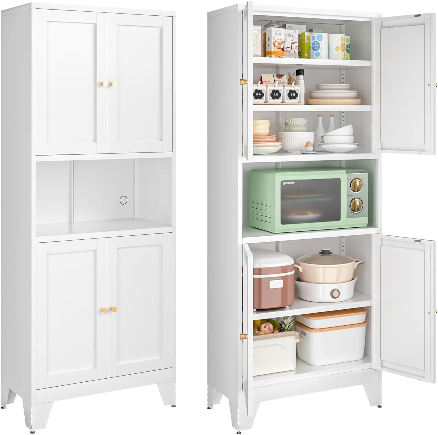 69" Pantry Cabinet,Tall Metal Storage Cabinet with Doors and Adjustable ...