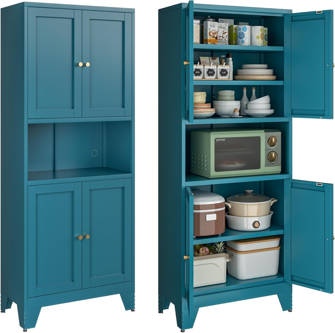69" Pantry Cabinet,Tall Metal Storage Cabinet with Doors and Adjustable ...
