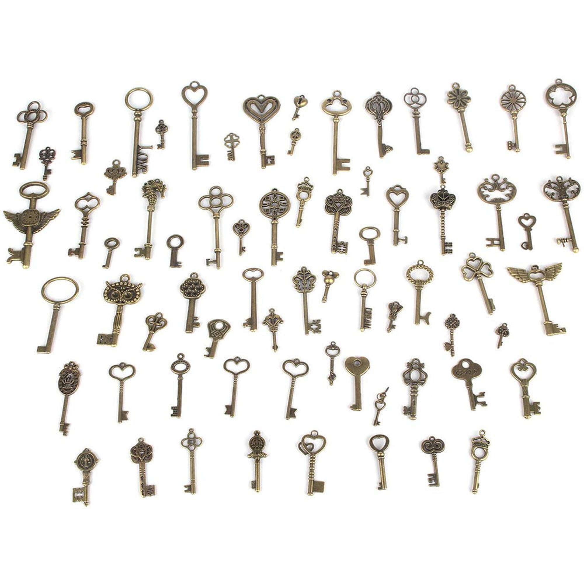 69 Pcs Mixed Skeleton Keys in Antique Style Bronze Vintage Key Charms ...