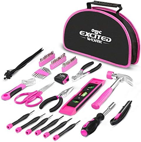 69 Piece Women's Toolkit, Pink Portable Household Toolkit, Perfect for ...