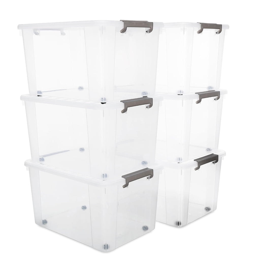 69 QT Plastic Storage Bins with Lids Large Stackable Storage Containers ...