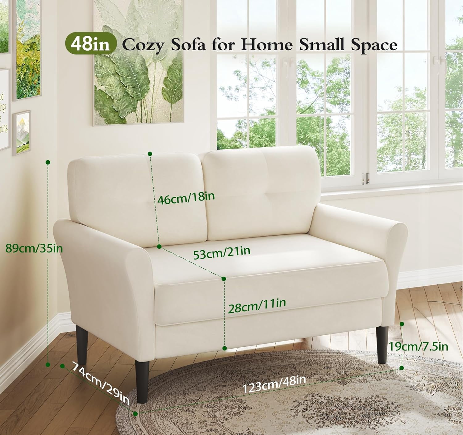 69" Small Sofa, Soft Small Couch with 2 Pillows, Comfy Love Seat ...