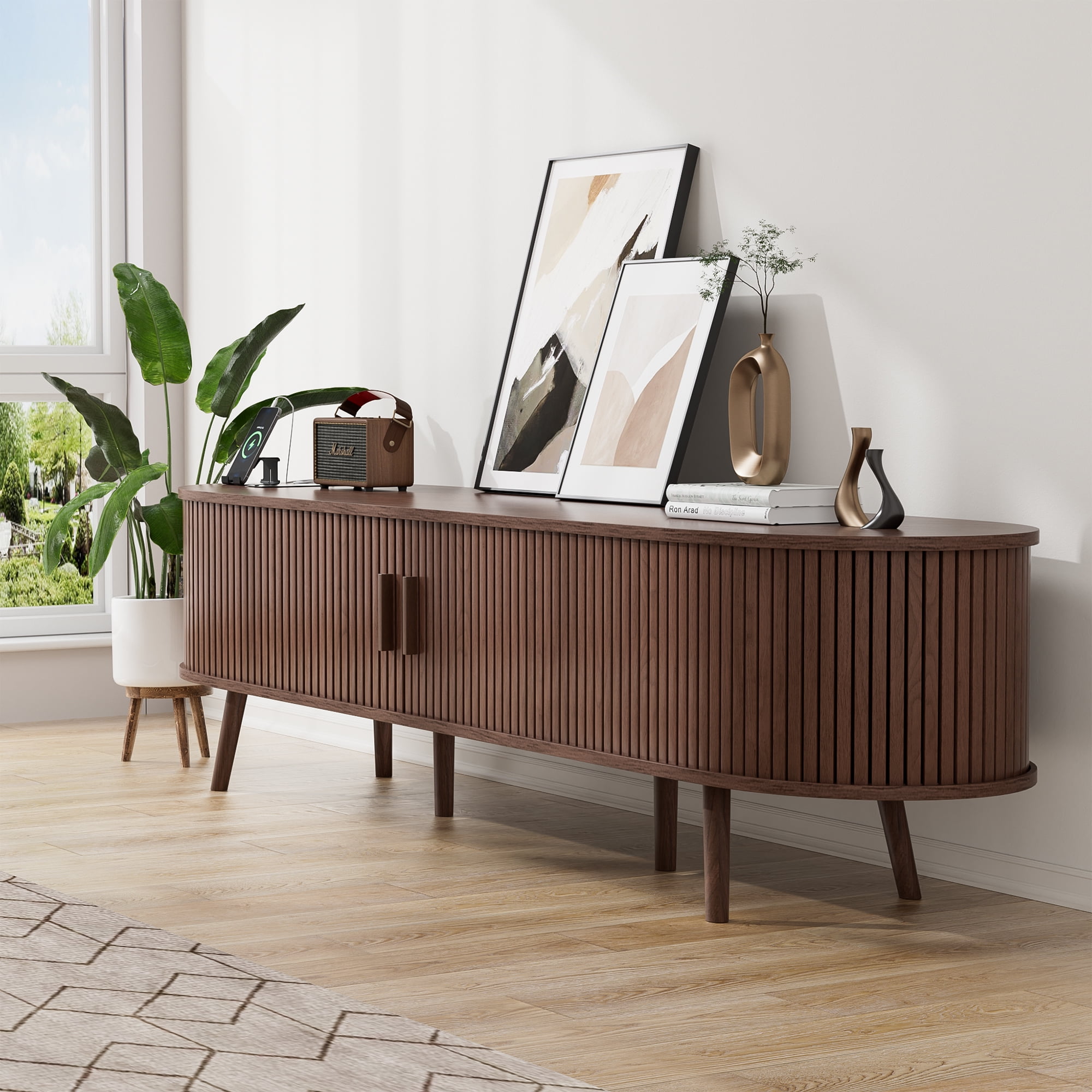 69" TV Stand with Charging Station and Drawers fit 65"- 75" TVs. Mid ...