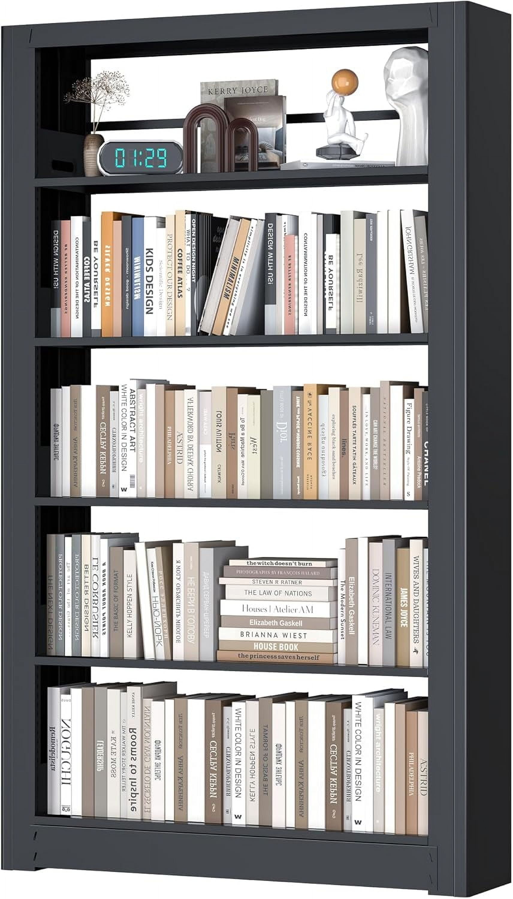 69" Tall Bookshelf,5-Tier Bookcase with Adjustable Shelves,Heavy Duty ...