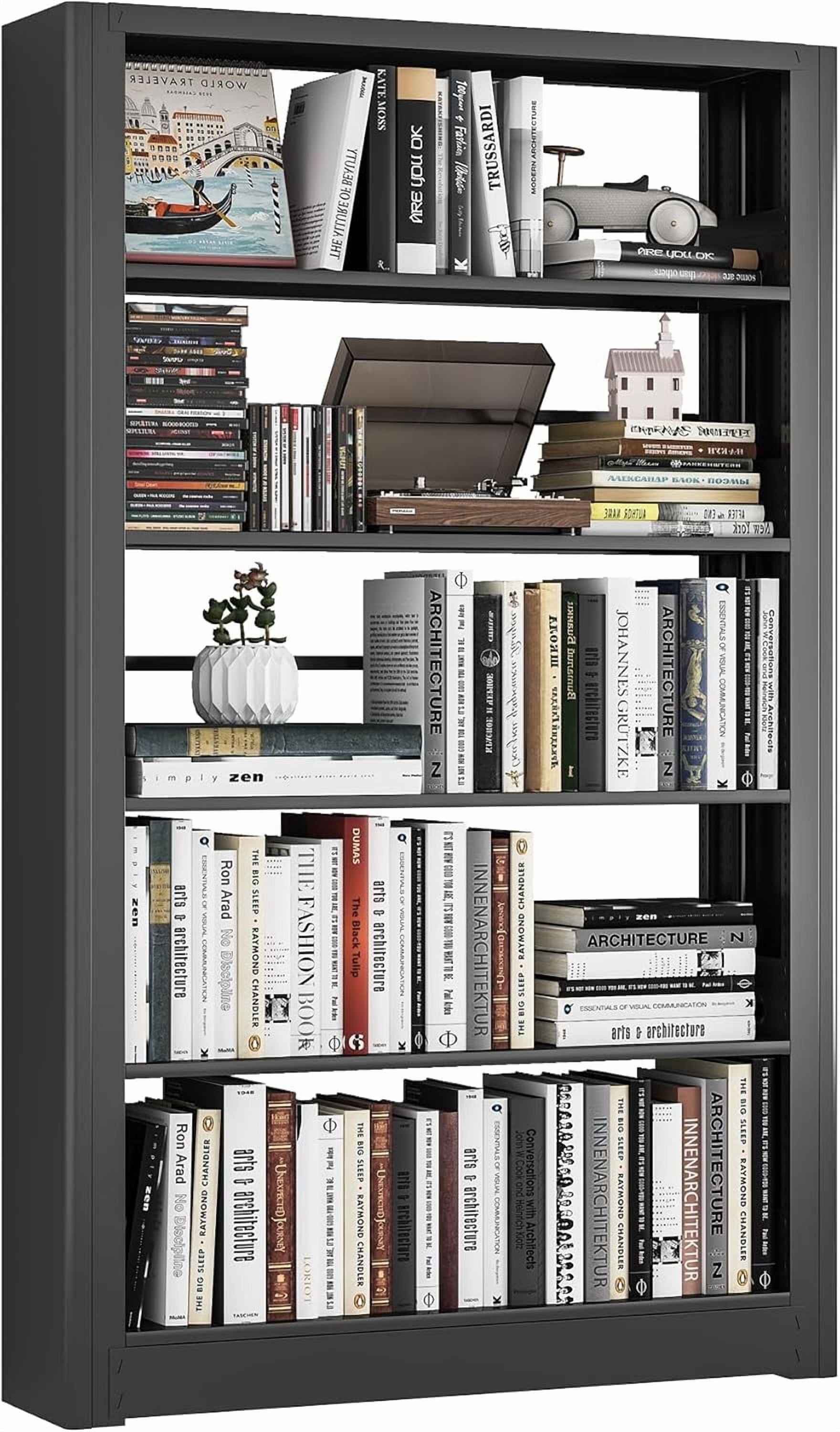 69" Tall Bookshelf,Metal Heavy Duty Bookcase with Adjustable Shelves ...