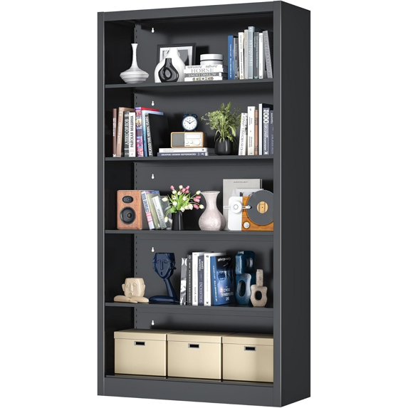 69” Tall Metal Bookshelf, Heavy Duty Bookcase, Modular Bookshelf with ...