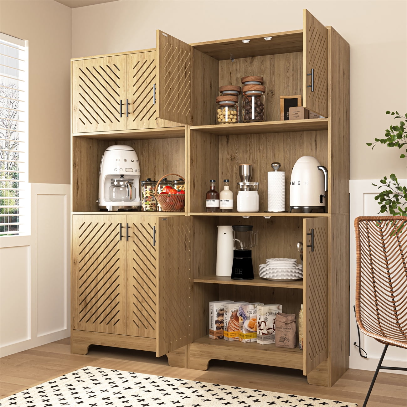 69" Tall Storage Cabinet with Movable Storage Shelves, Kitchen Pantry ...