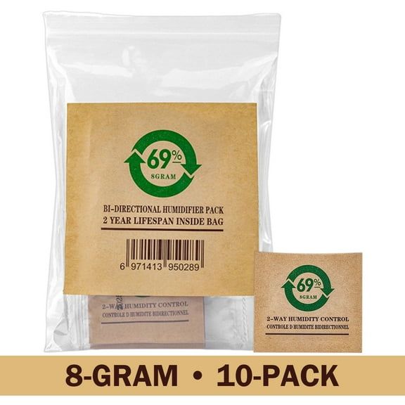 62% RH Two-Way Humidity Control Packs for Cigars - 8g Size, 10 Pack ...