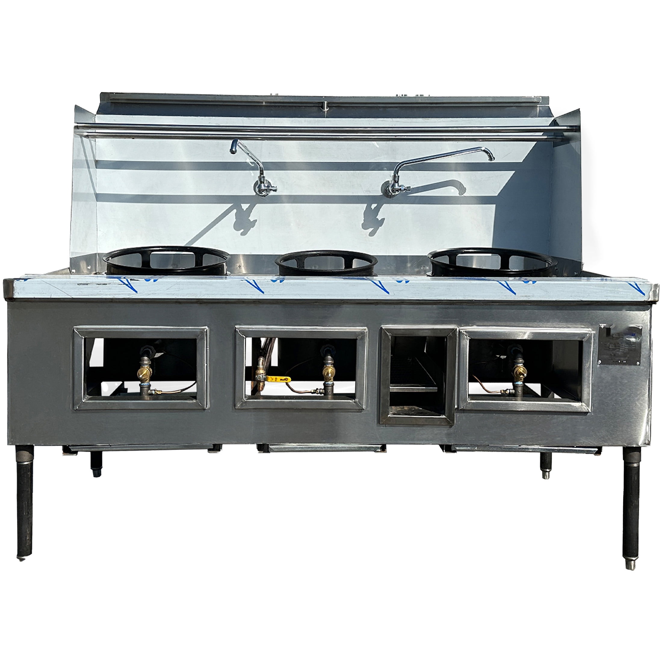 69 in. 3 Jet Burner Wok Range, NSF Restaurant Wok Range with Water Fall ...