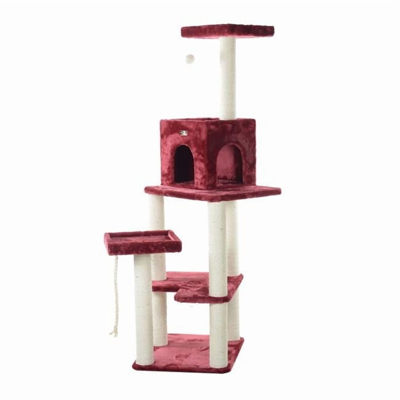 69 in. Classic Cat Tree, Burgundy - Walmart.com