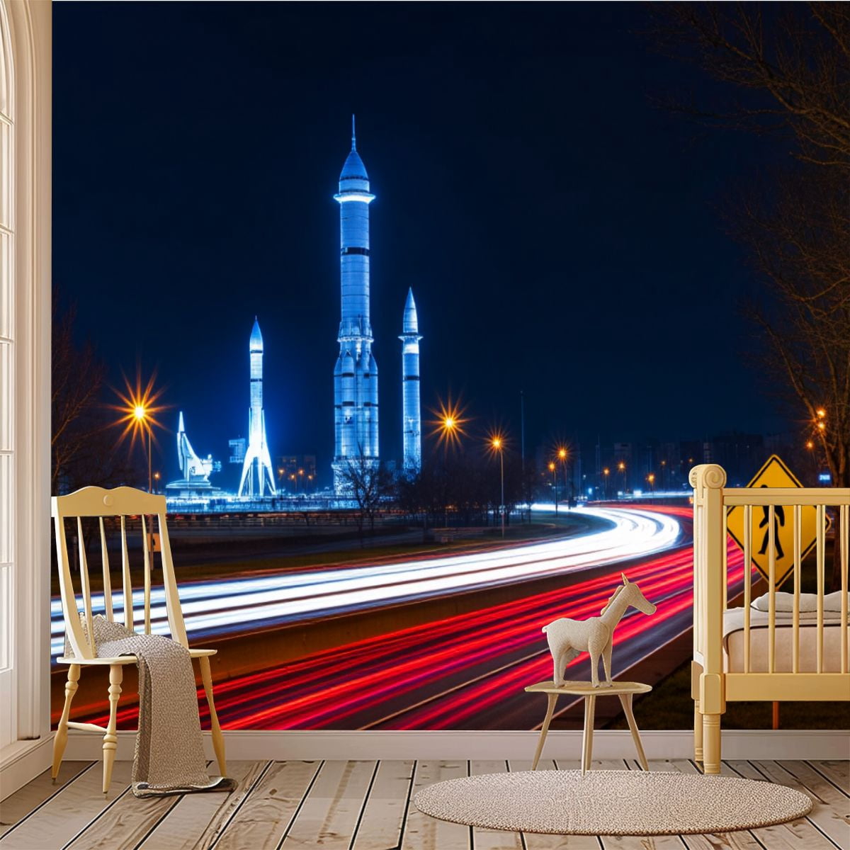 69"x98" Wall Mural Peel and Stick Wallpaper Space Rocket Center ...