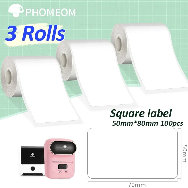 690pcs 3 Rolls Label Sticker for Phomemo M110 M200 M220 Self-Adhesive ...