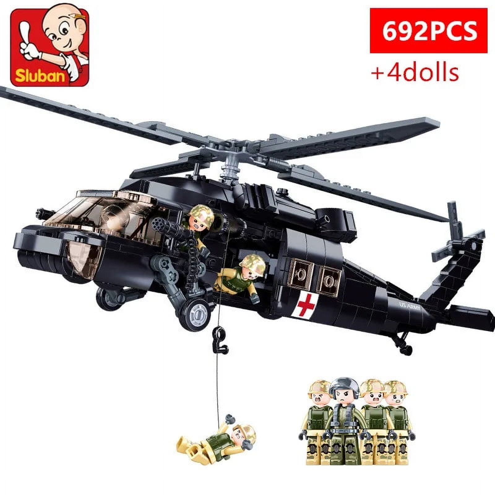 692PCS Military UH-60L Medical Rescue Aircraft Building Blocks Black ...