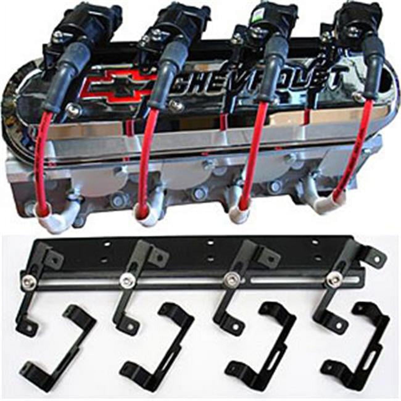 69521 Valve Cover Coil Relocation Brackets for LS3 & LS& Engines, Black ...