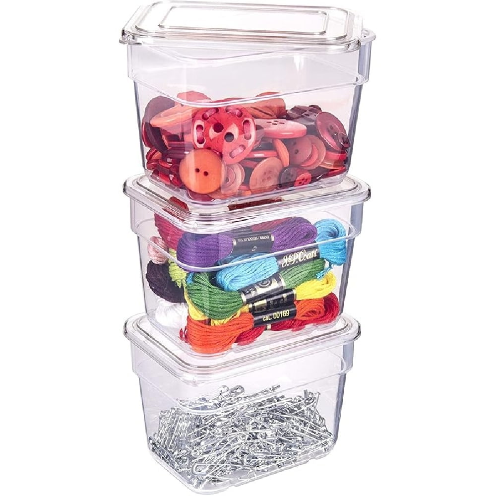 6969AG Bins with Lids 3-Pack, [3] Small Art & Craft Organizer Boxes ...