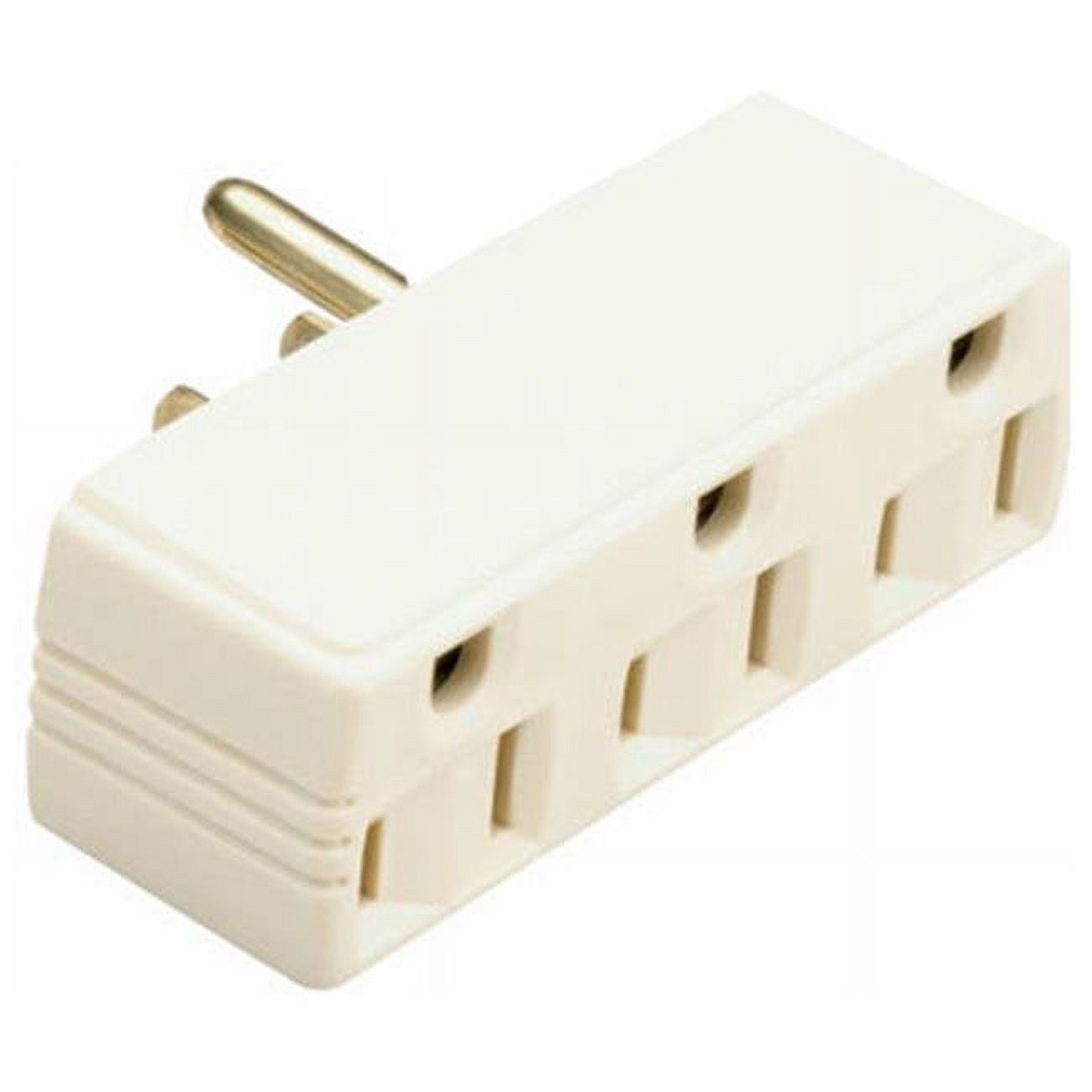 697WCC20 15A 125V 3 Wire Grounding Plug In Triple Outlet Adapter, White ...