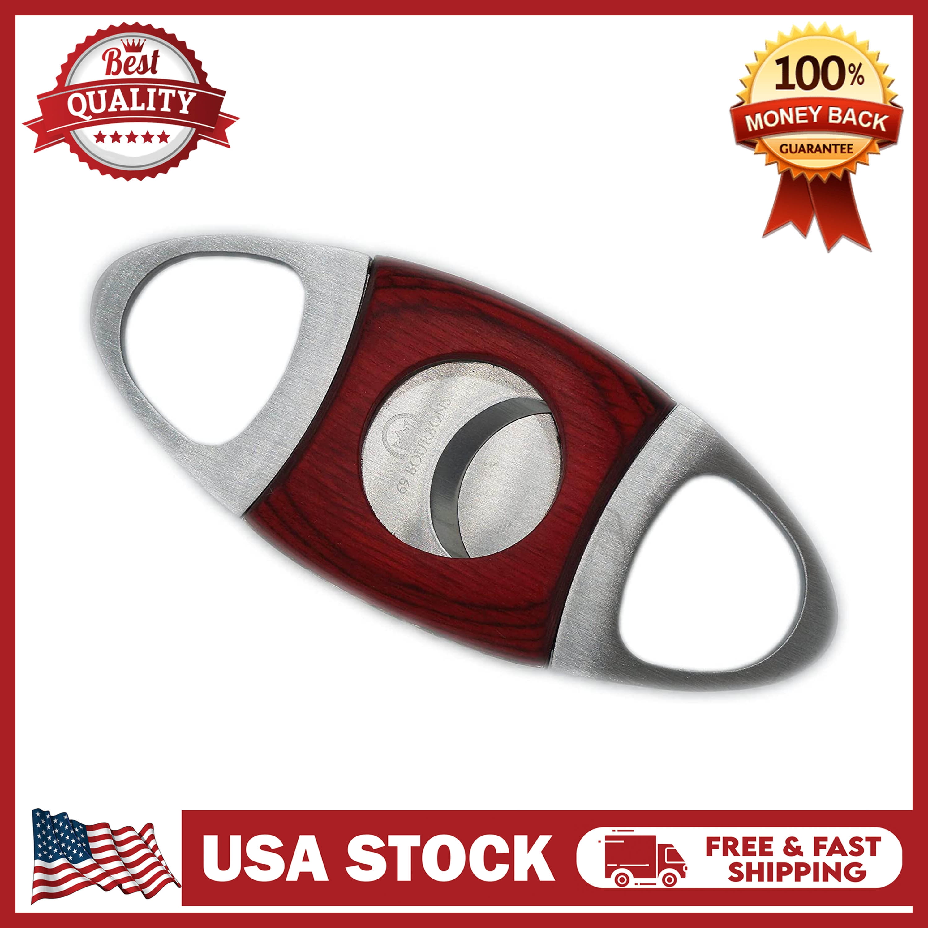 69Bourbons Cherry Wood Cigar Cutter - Cigarette Slicer Tobacco Cutting ...