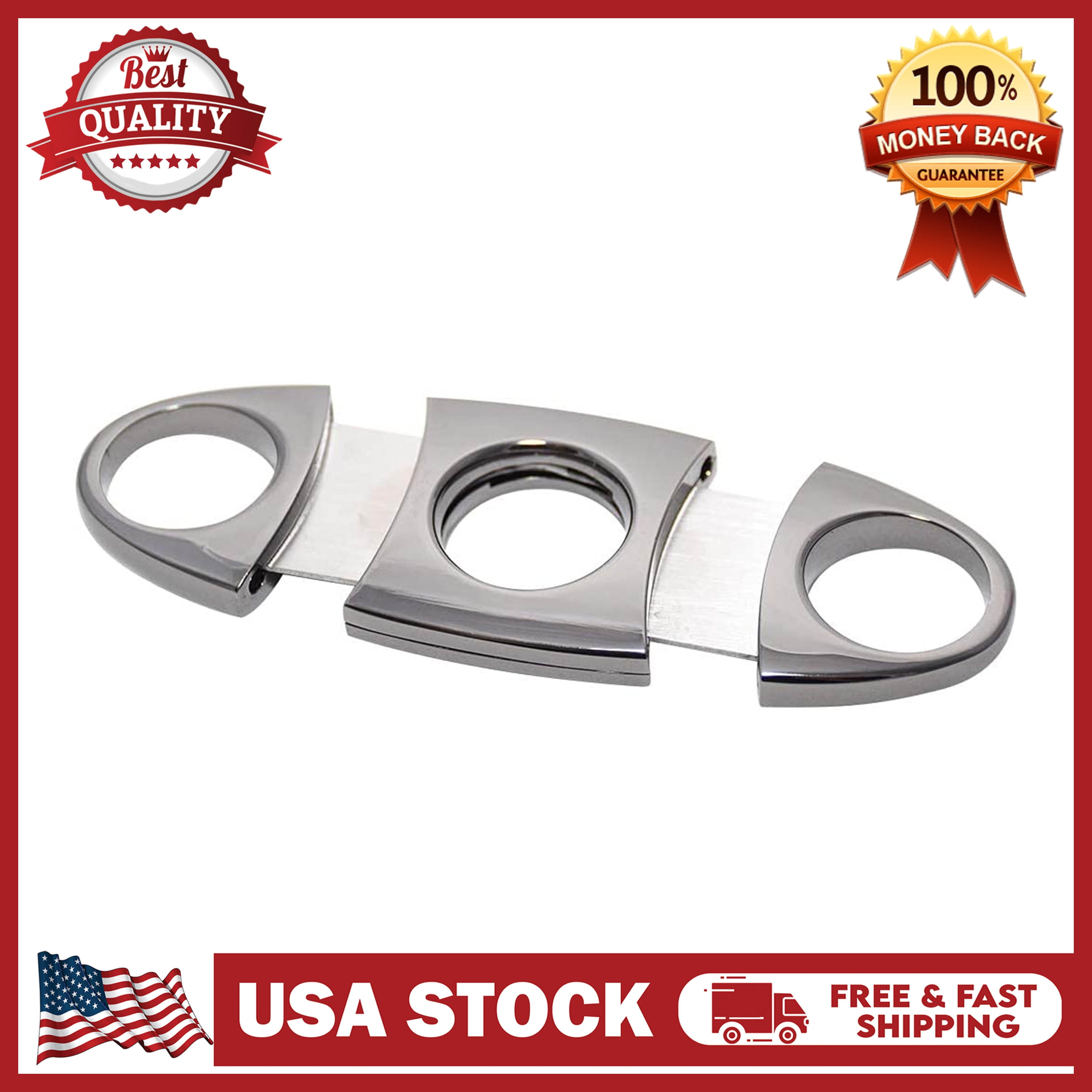 69Bourbons Stainless Steel Cigar Cutter - Double Guillotine Blade ...