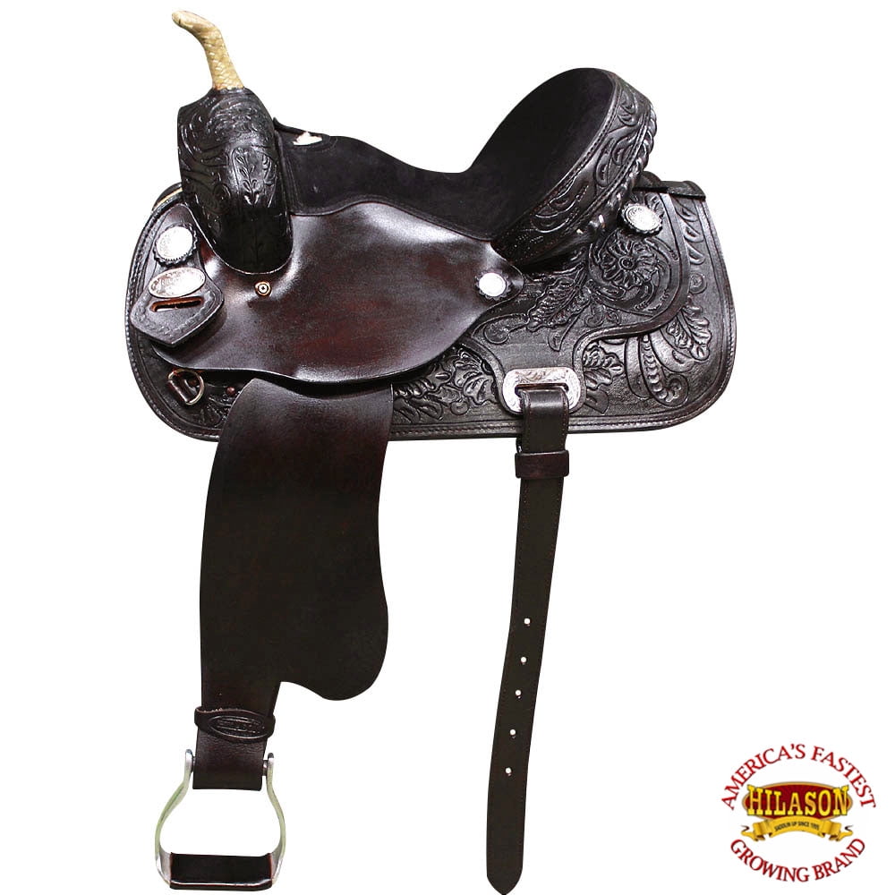 69HS HILASON Flex Tree Western Horse Saddle American Leather Trail ...