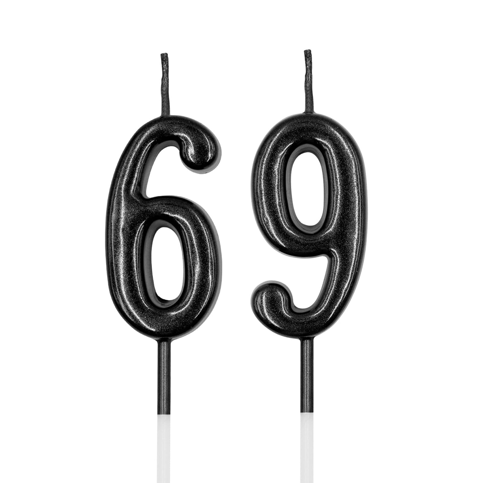 69th & 96th Birthday Candles, Black Number 69 96 Candle for Cake, Happy ...