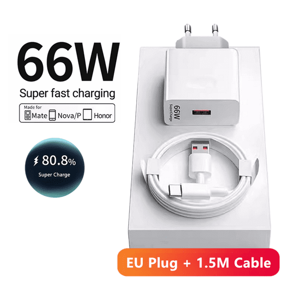 6A 66W Super Fast EU Wall Charger For Huawei Mate 40 50 60 P50 Nova 8 9 ...