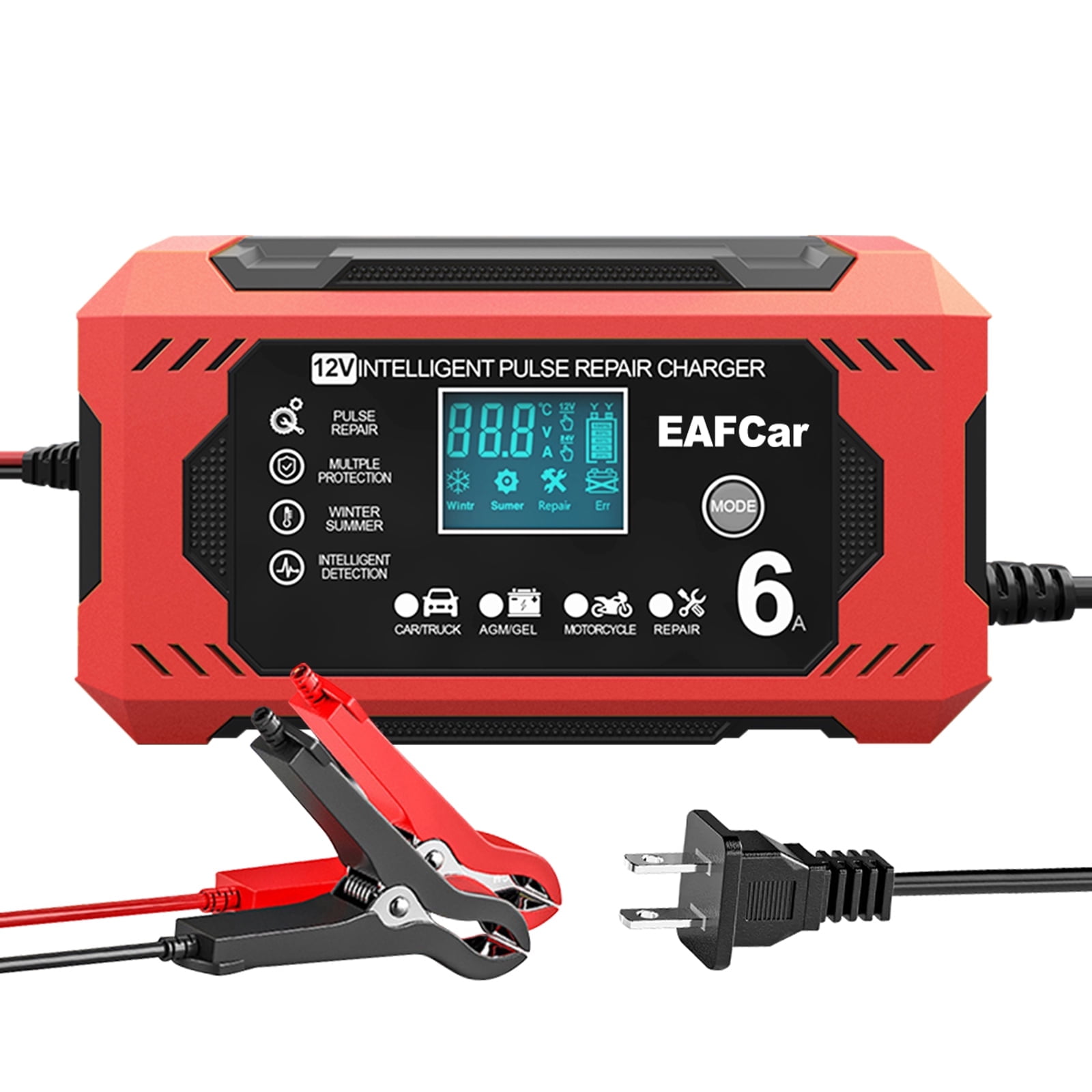 EAFC Car Battery Charger 12V Automatic Smart Monitor with Temperature ...