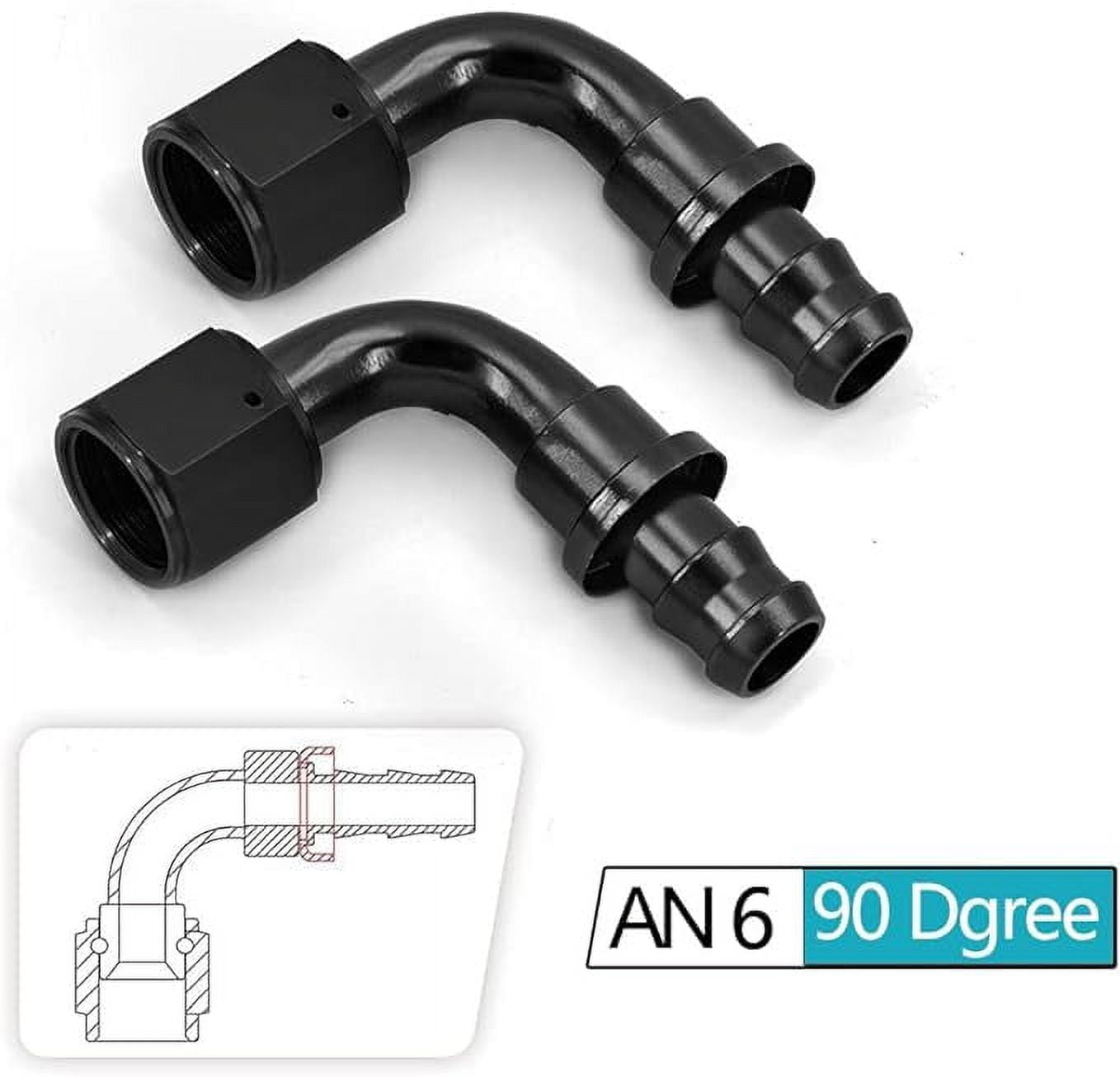 6AN 90 Degree Push Lock Hose Fitting Female Swivel Push-on Adapter/Lock ...