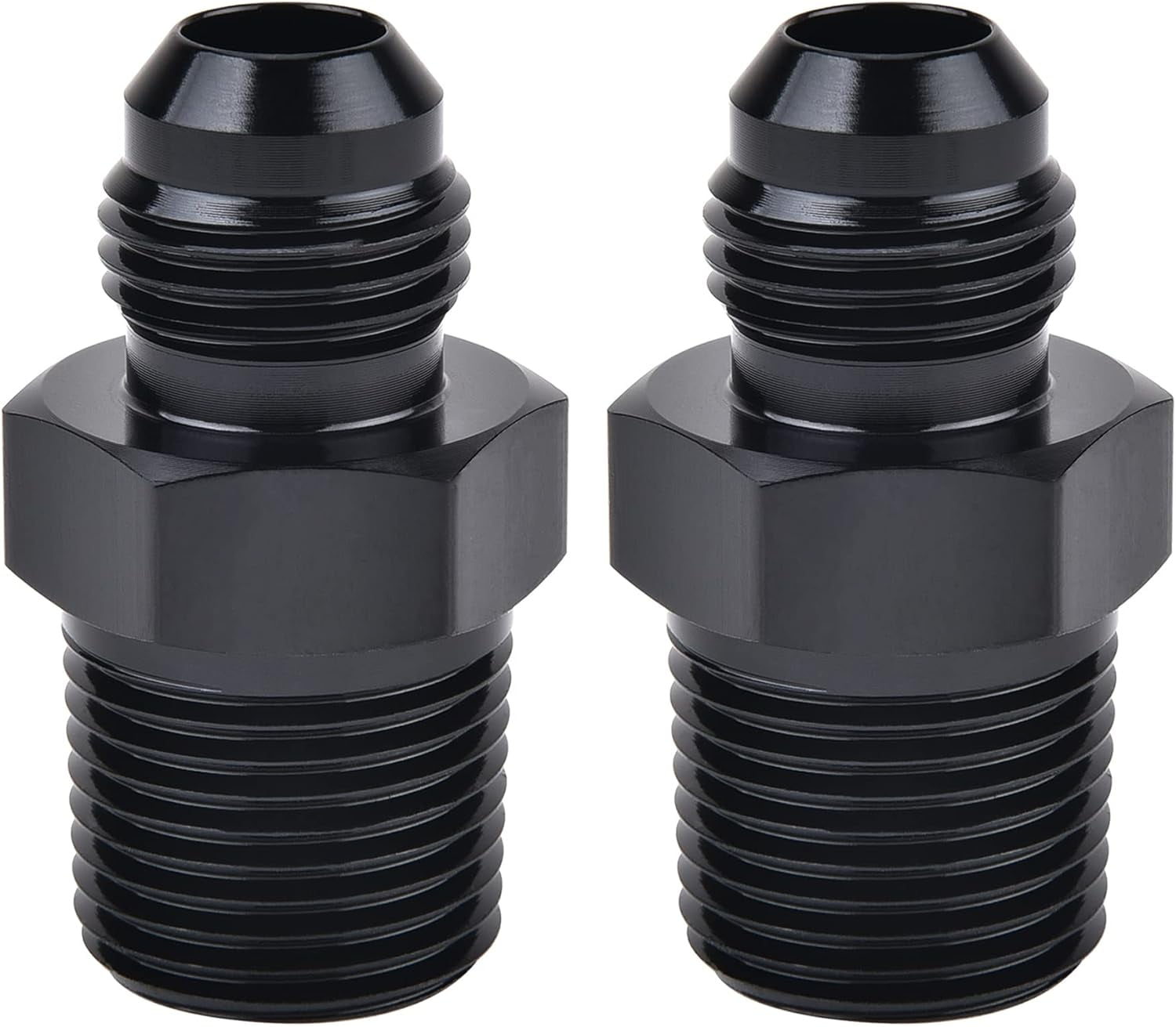 6AN Male Flare to 3/8" NPT Pipe Fitting Adapter Aluminum Straight Black 2PCS - Walmart.com