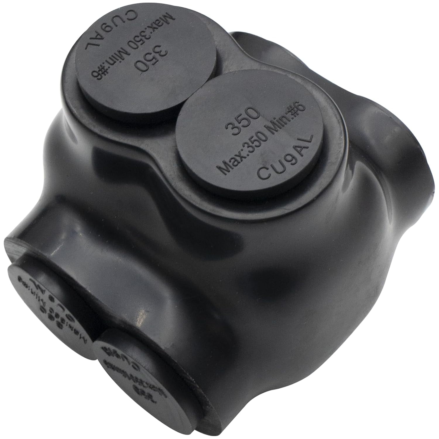 6AWG-350Kcmil Insulated 2 Port Inline Splice Connector Black Wire ...