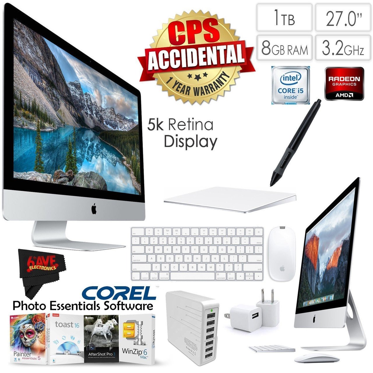6Ave Apple iMac MK462LL/A 27-Inch Retina 5K Desktop 3.2GHz 8GB 1TB HDD ...