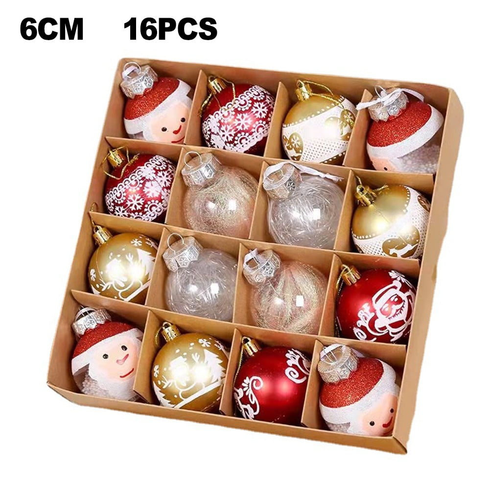 6CM 16PCS Decorative Balls Window Hanging Christmas Balls Glitter ...