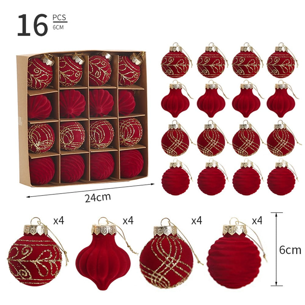 6CM 16pc Decorative Balls Window Hanging 8CM 12pc Velvet Christmas ...