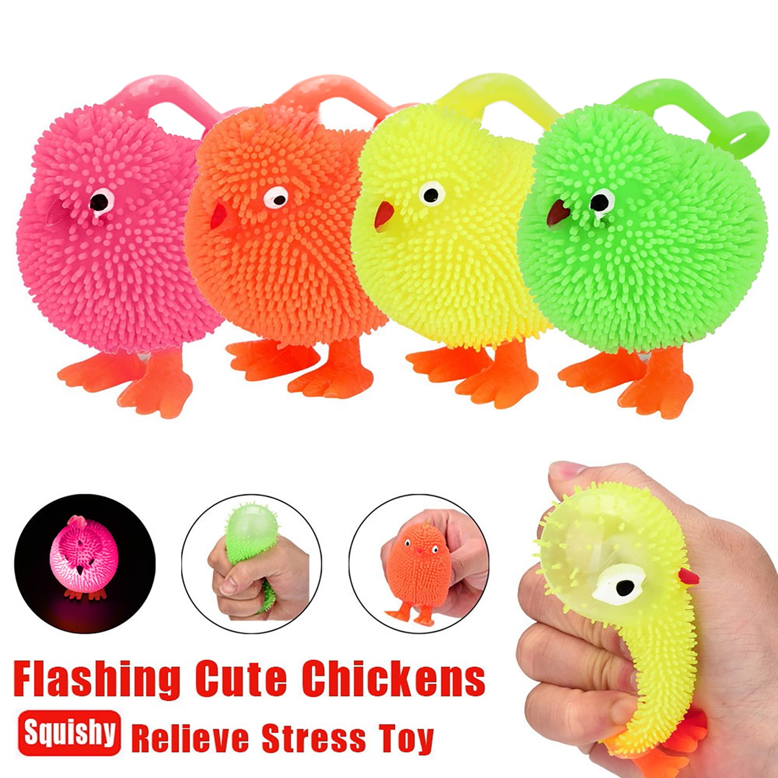6CM Novelty Flashing Chickens Squidgy Sensory Toy Activity And Play ...