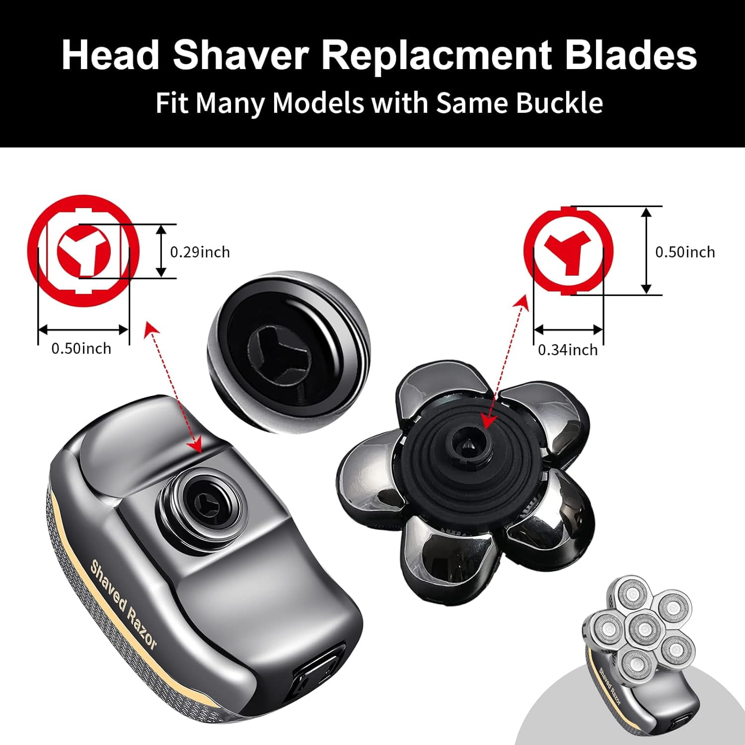 6D Blade Replacement Heads, Shaver Replacement Blades, Head Shavers For ...