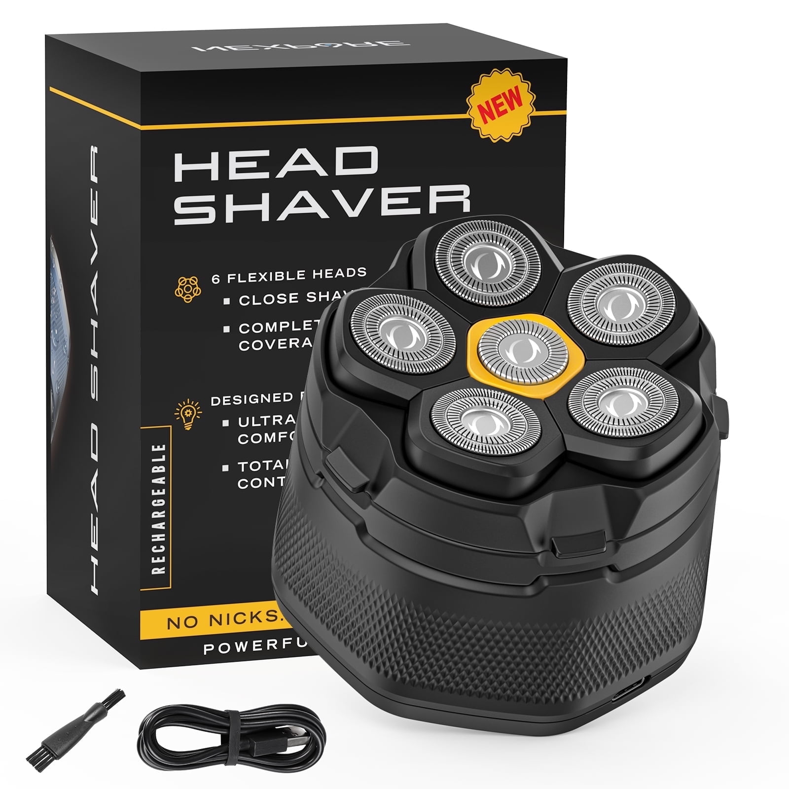 6D Electric Head Shaver for Bald Men – Wet & Dry IPX6 Waterproof Razor with Nose & Ear Trimmer ...