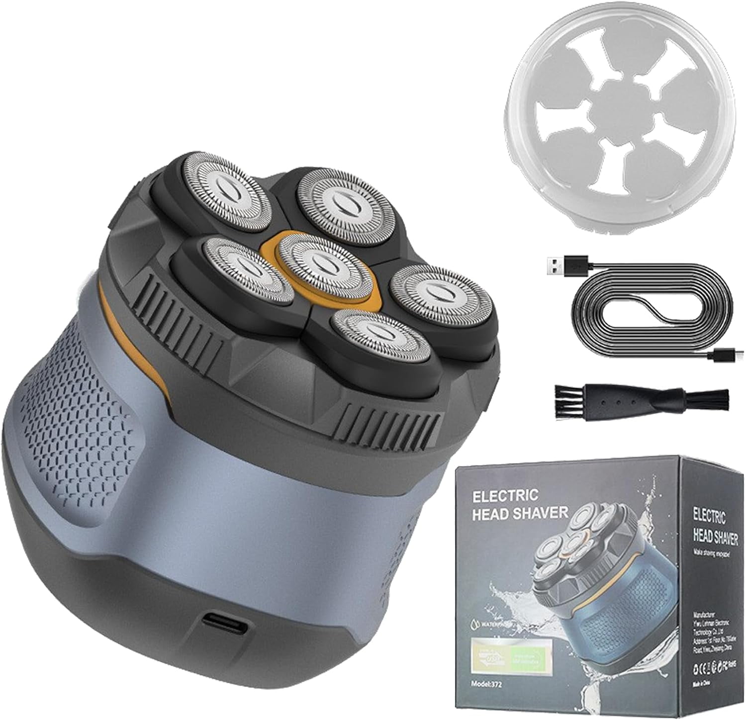 6D Head Shaver, 6D Waterproof Head Shaver Kit for Bald Men, 6 Blade LED ...